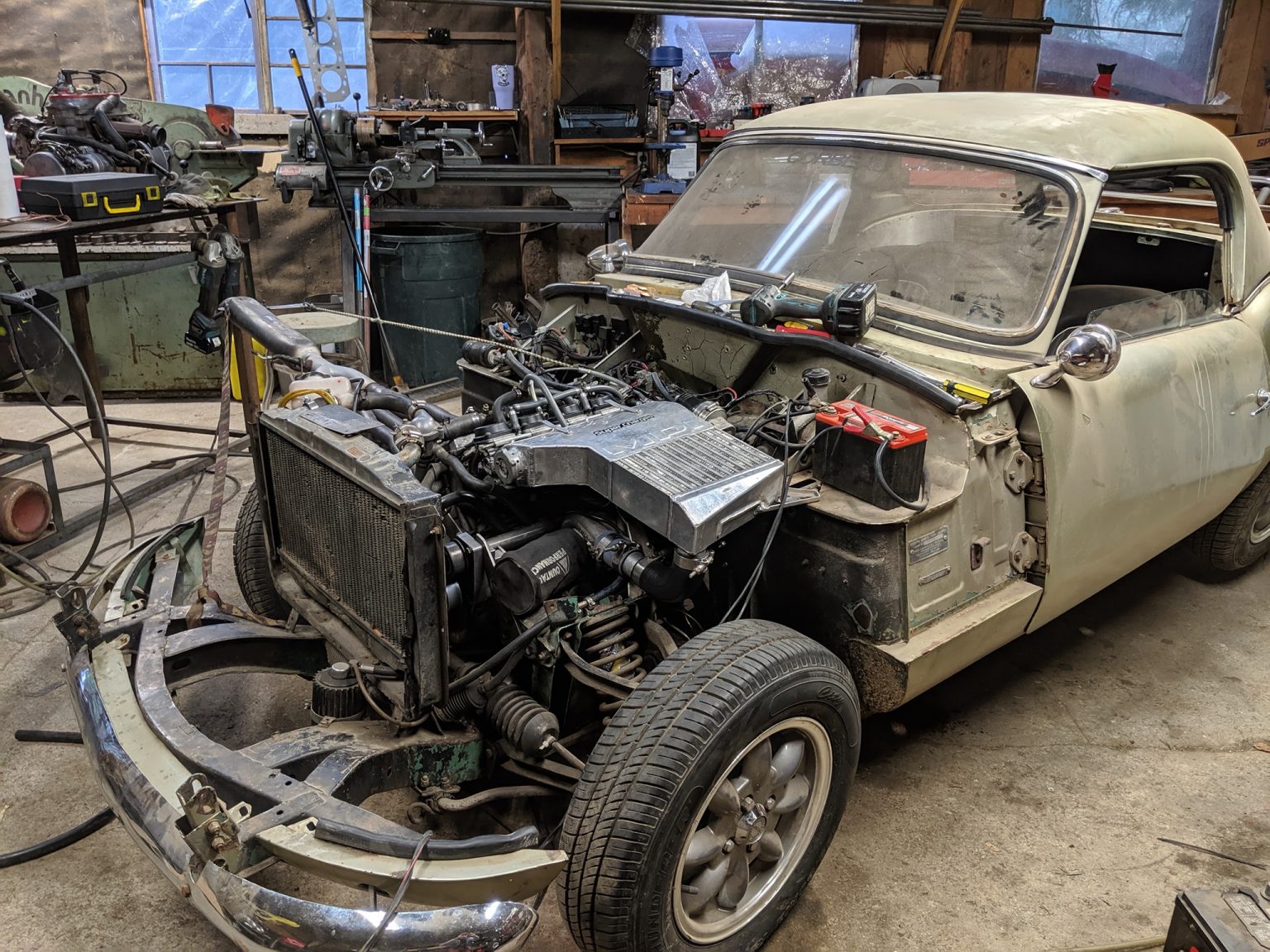 Triumph Spitfire with a Supercharged Snowmobile Engine Update – Engine ...